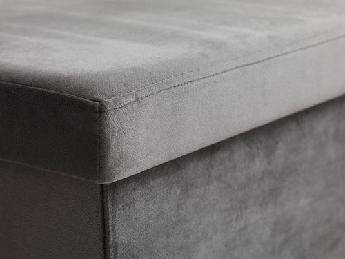 Табуретка AUNING с място за съхранение сиво кадифе - SuperSdelka