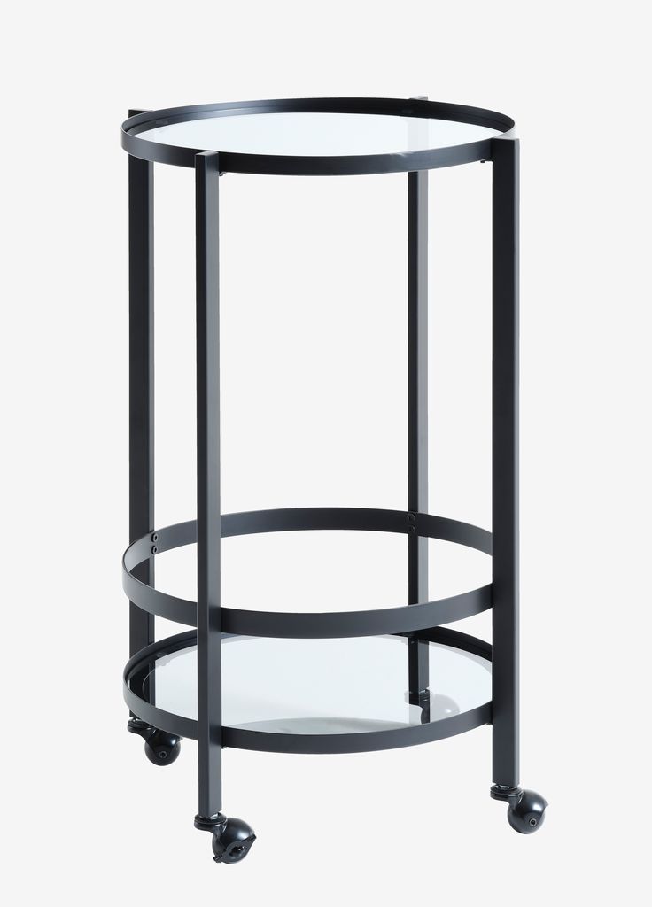 Trolley SORTEBRO 2 shelves black/glass | JYSK