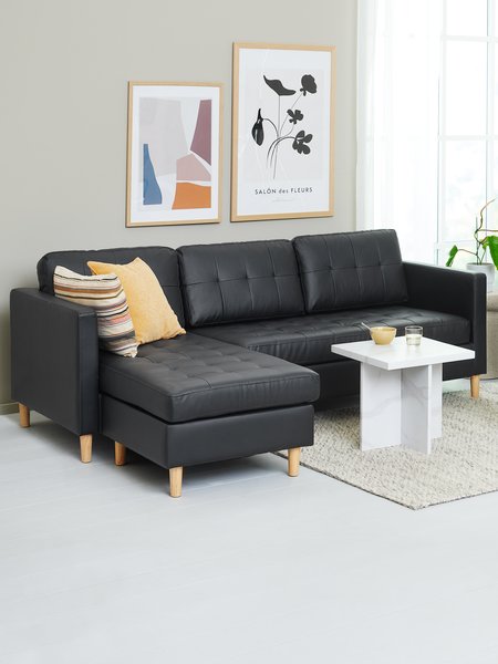 Black leather chaise longue store